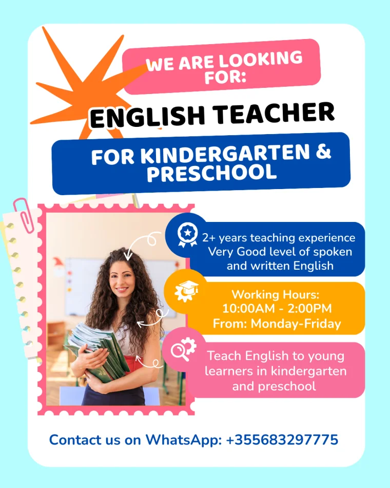 Tirane, ofrohet vend pune me orar te plote | part time English teacher ...